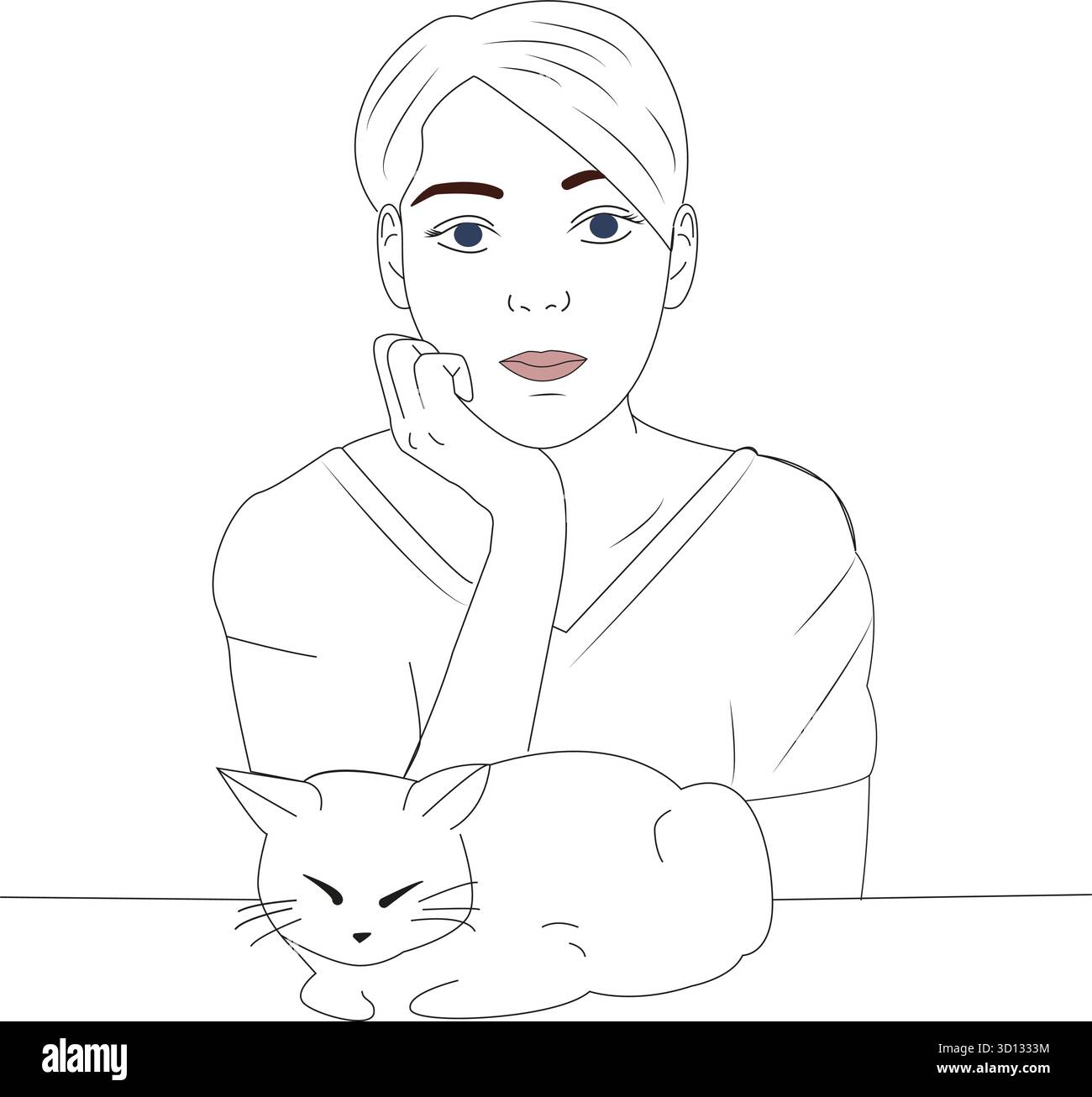 Cat sitting table Stock Vector Images - Alamy