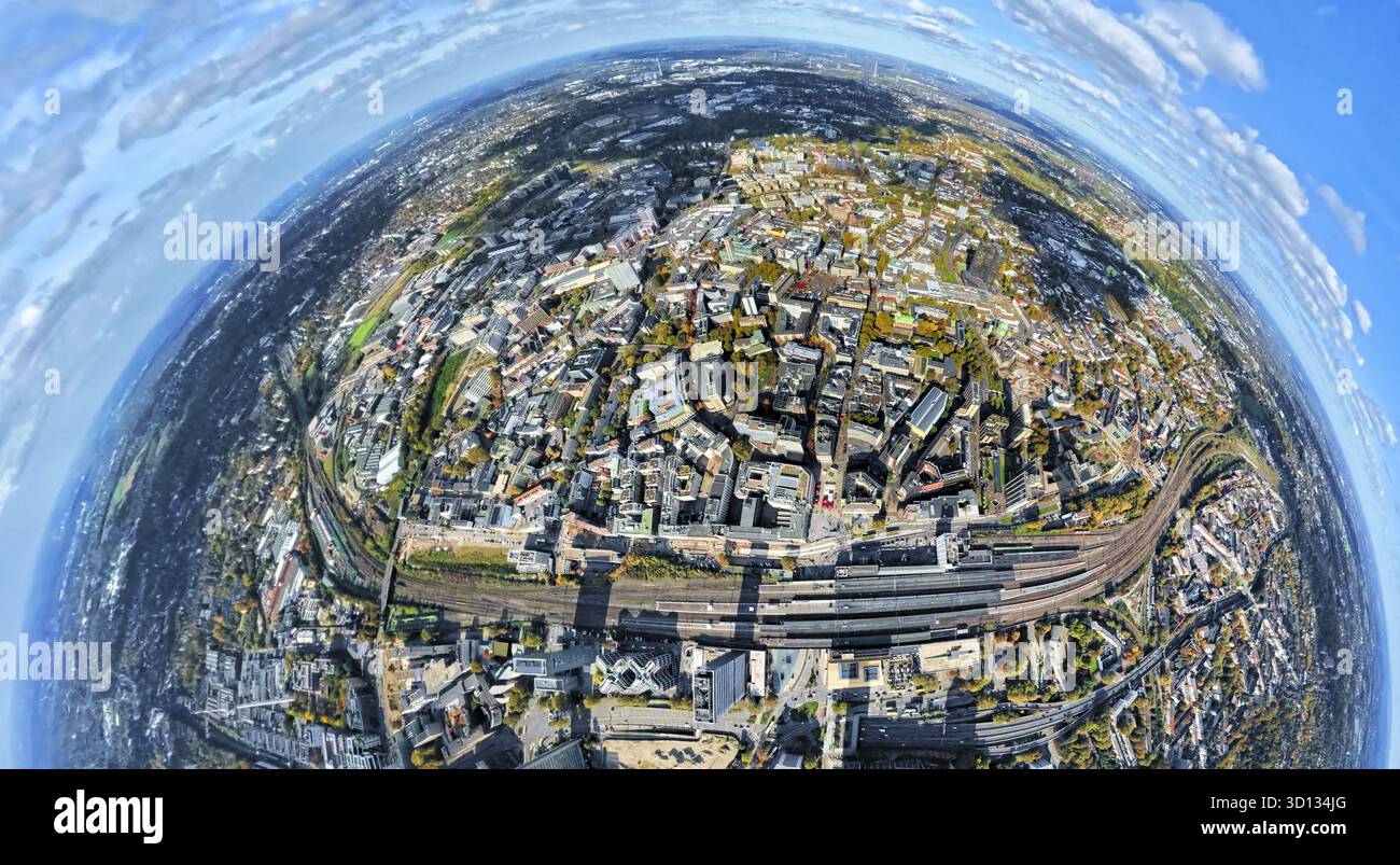 Aerial view, central station and city city center, below redesign of ...