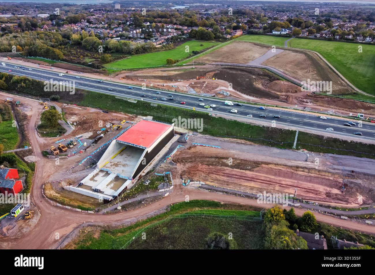 Fareham, Hampshire, UK. 25th October 2025. Aerial view of the M27 at ...