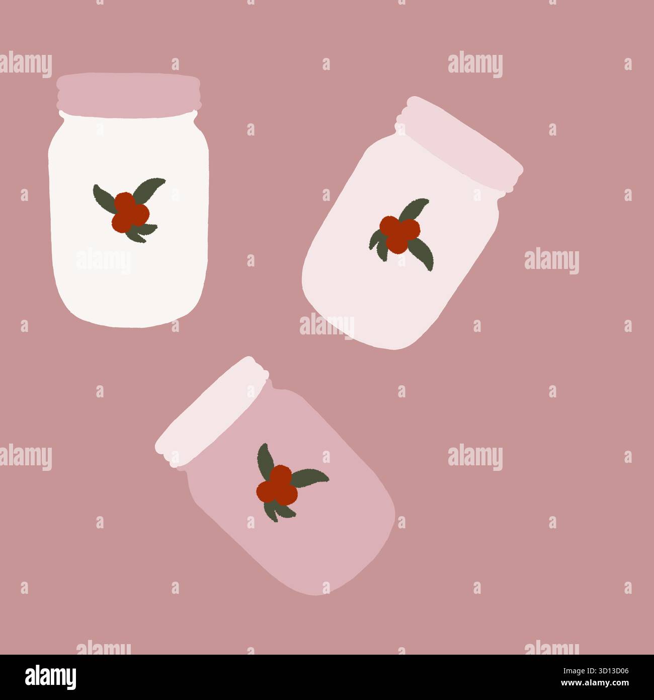 "Cute Floral Jar Illustration, Pink Background, minimalis ,illustrasion ...