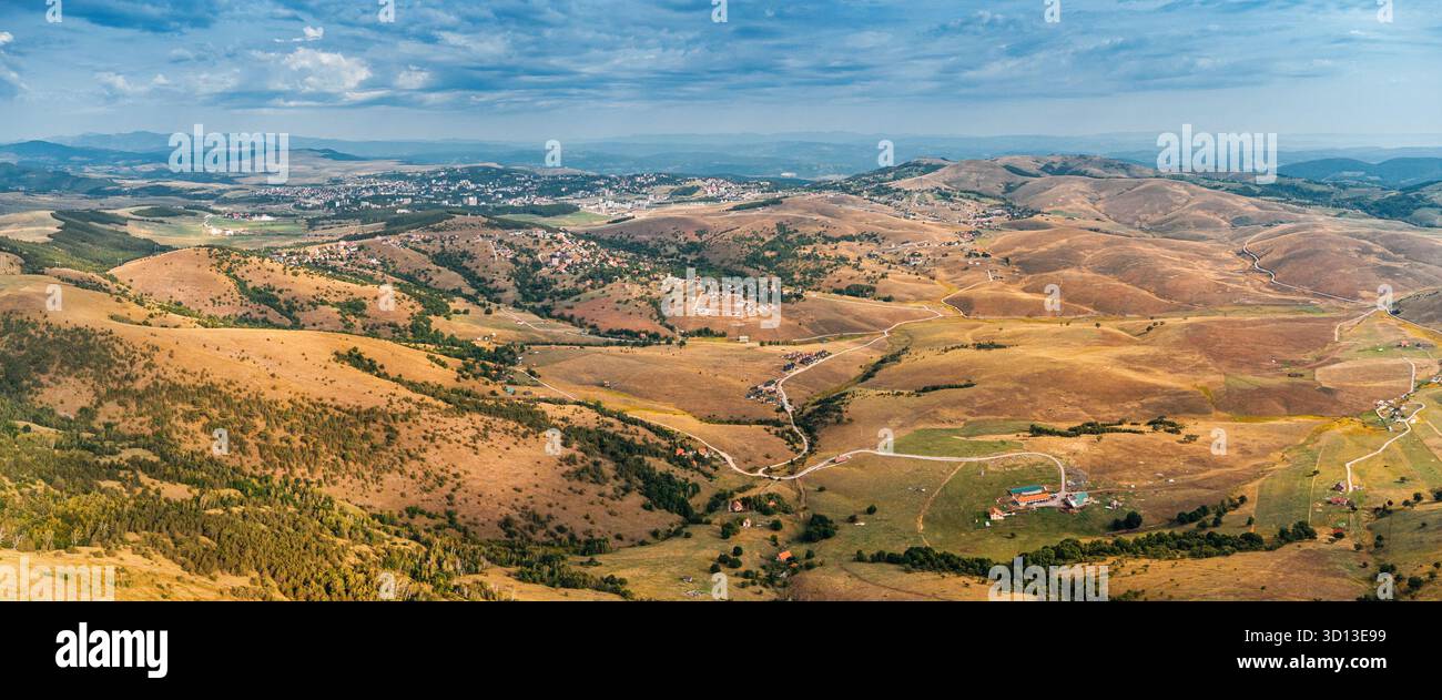 Aerial cloudy valley scattered villages hi-res stock photography and ...