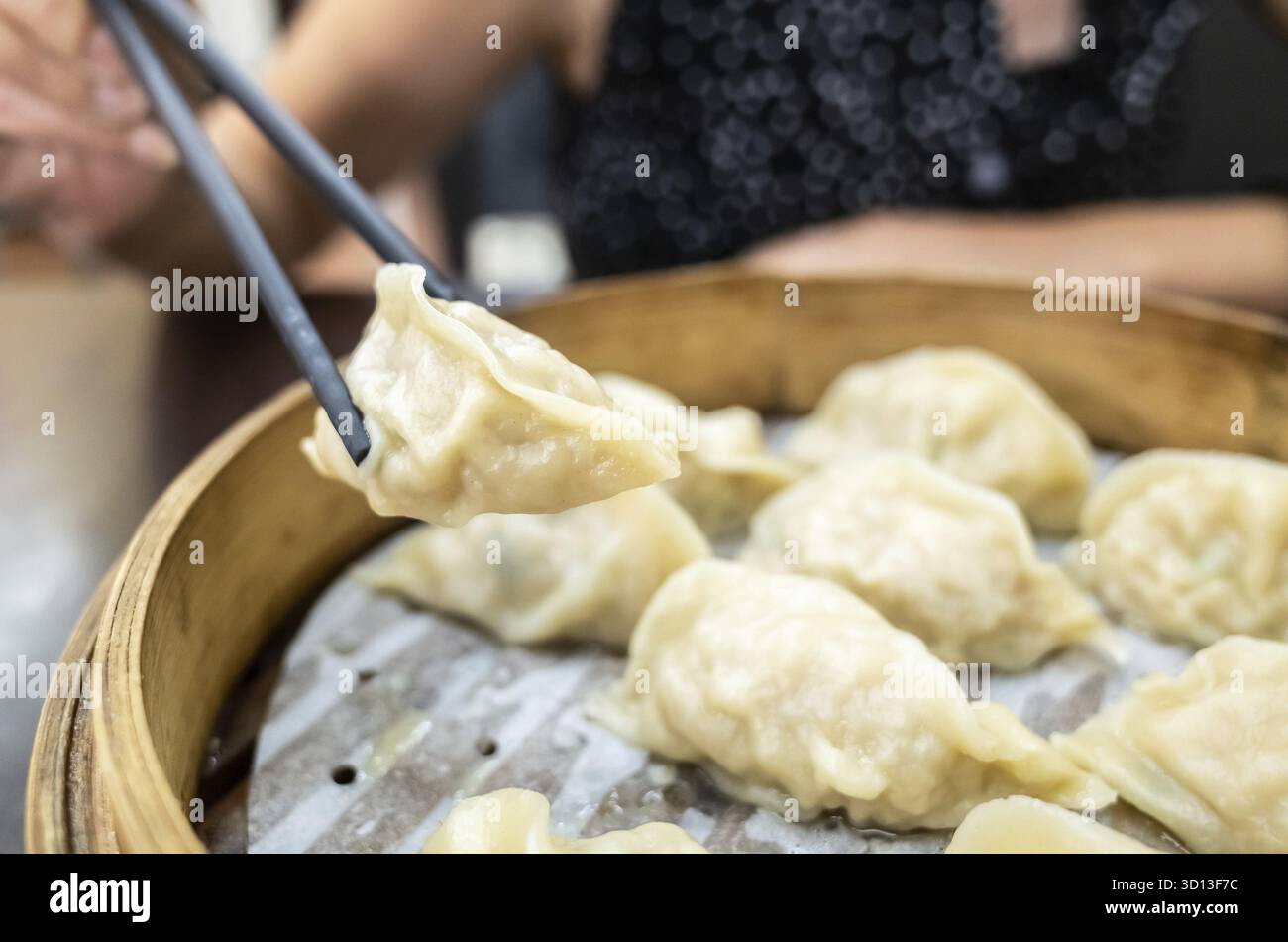 Taiwanese famous snacks of steamed dumplings on table in a restaurant ...