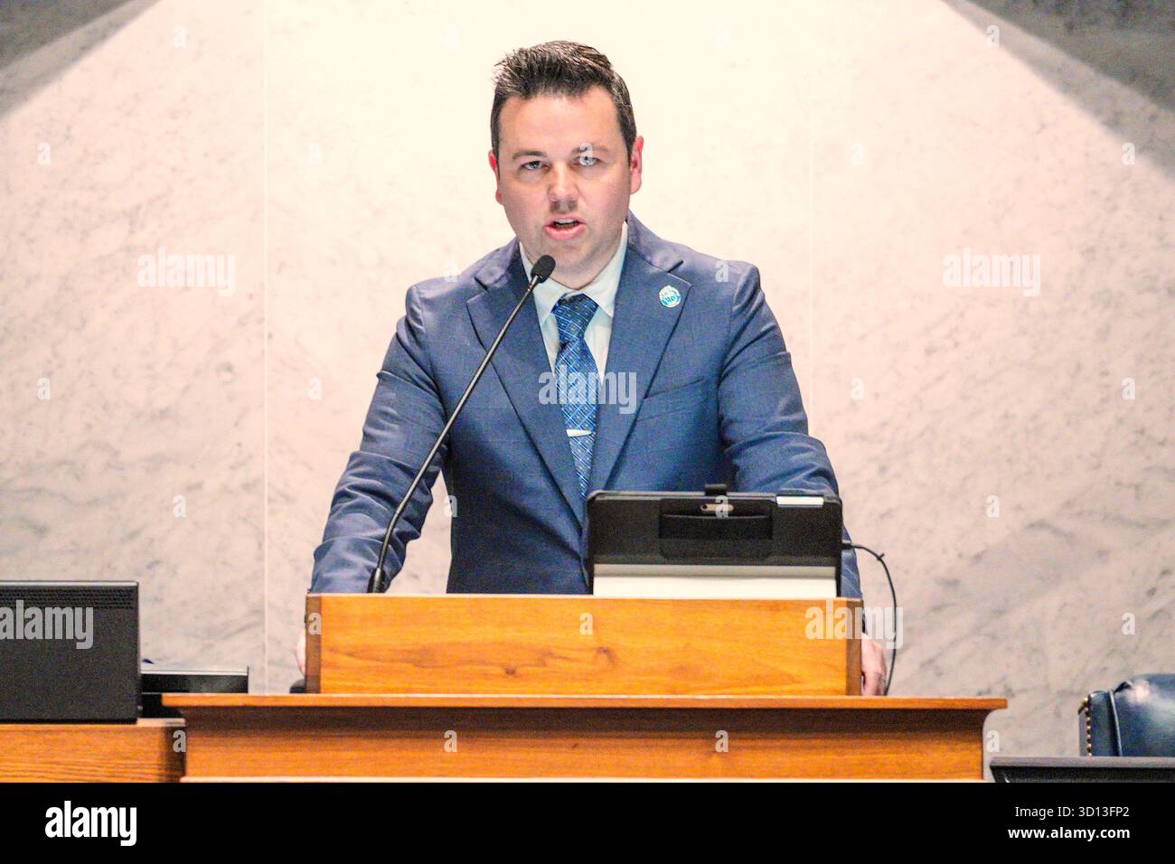 FILE - Lieutenant Gov. Micah Beckwith presides over the senate chamber ...