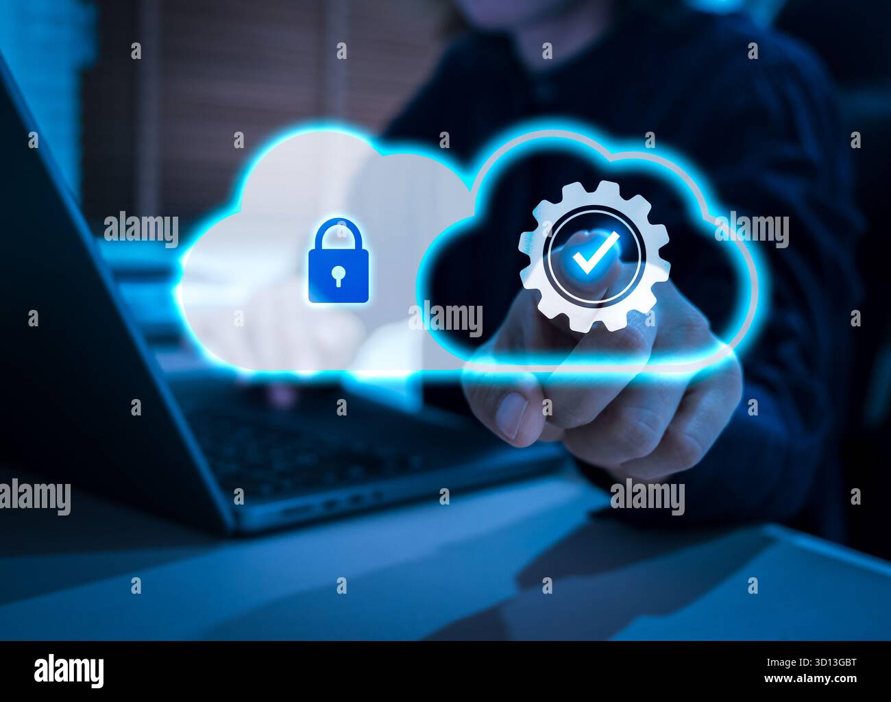 Cloud computing security technology concept with user accessing secure ...