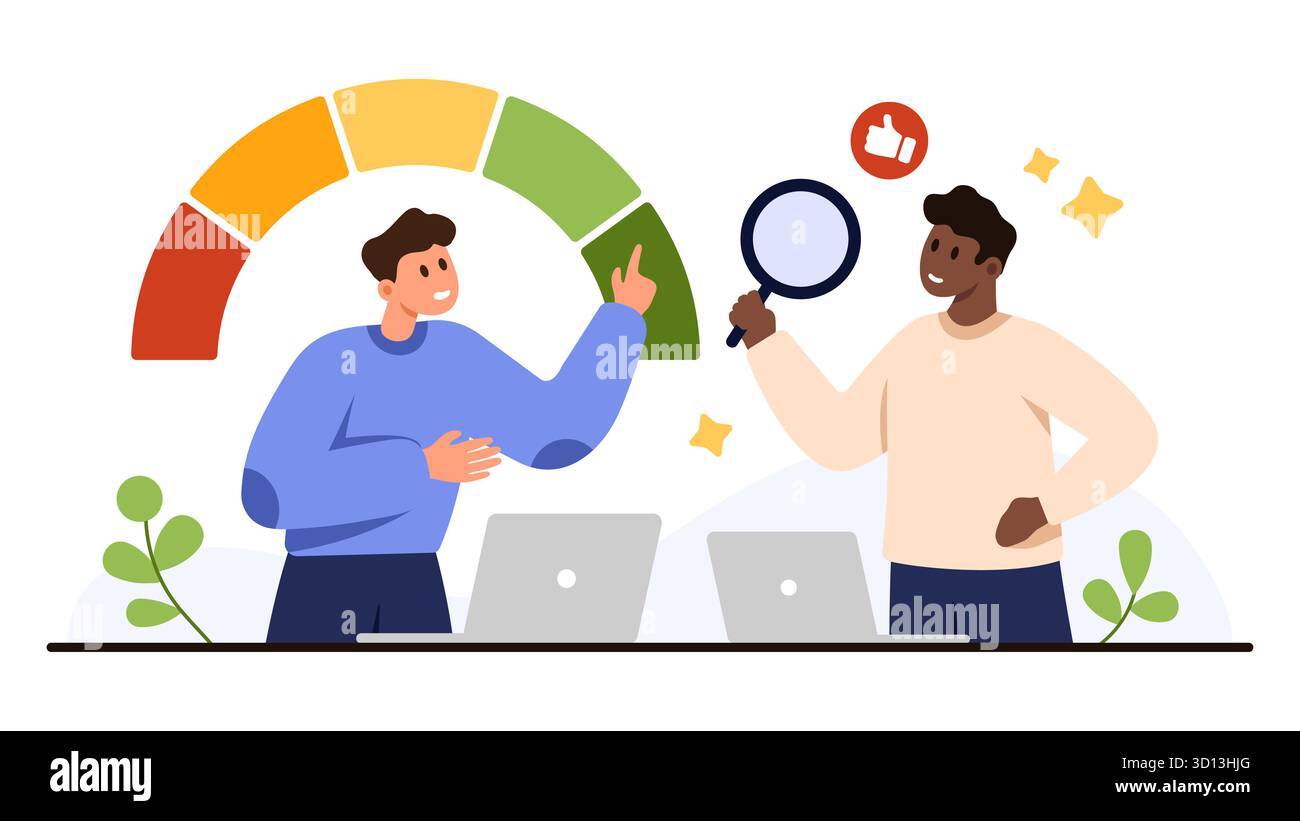 Two colleagues discuss high Stock Vector Images - Alamy