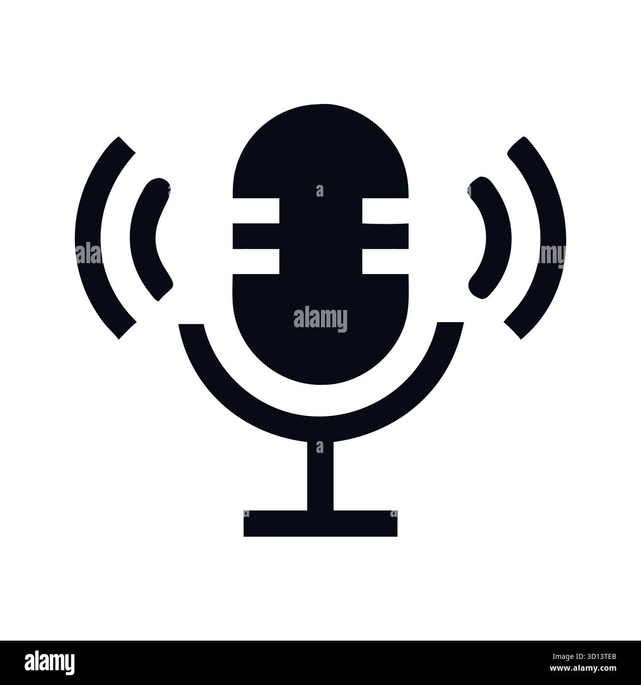 Minimalist Black Microphone Icon with Sound Waves – Podcast Stock ...