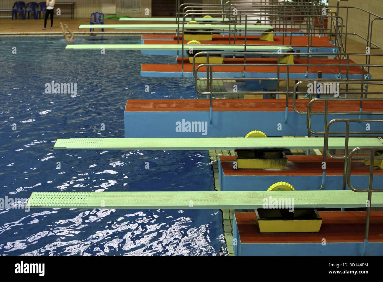 Small trampoline stand for jumping into the water to swim in ...