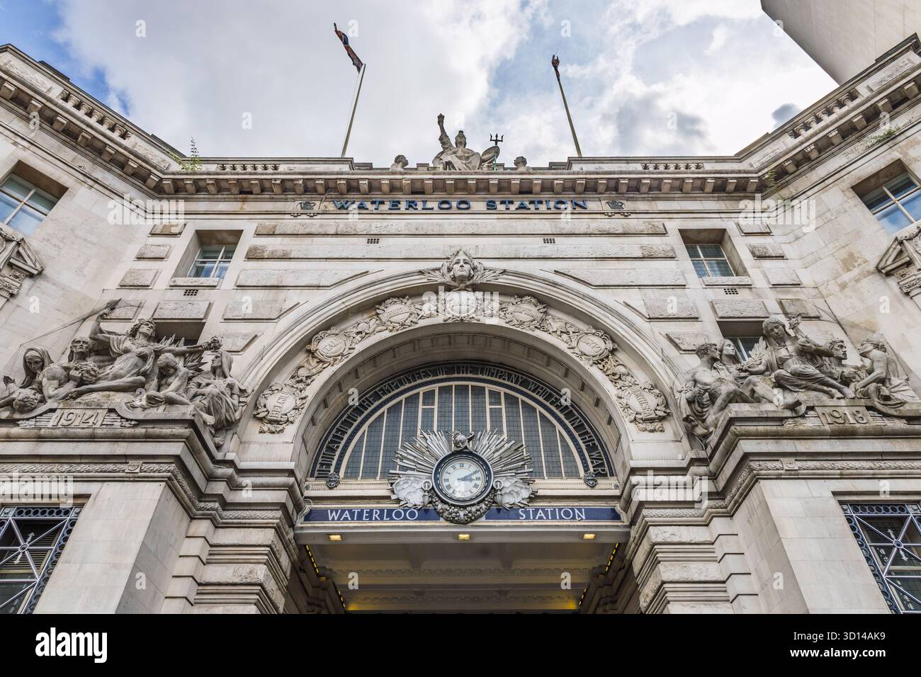 London Waterloo Station entrance, Beaux Arts architecture with ...