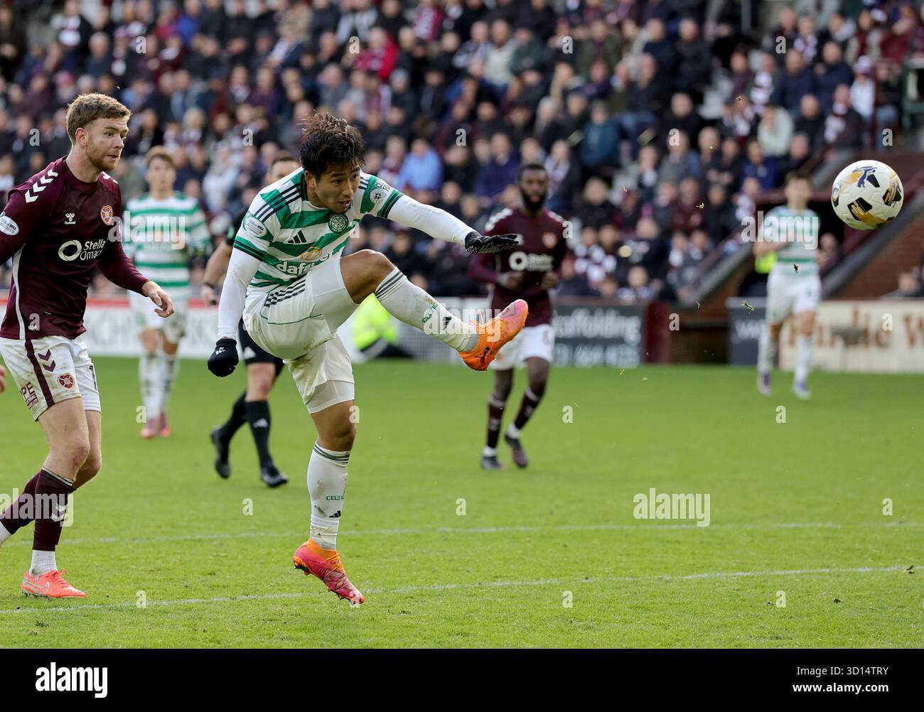 Celtic's Shin Yamada misses a chance during the William Hill ...