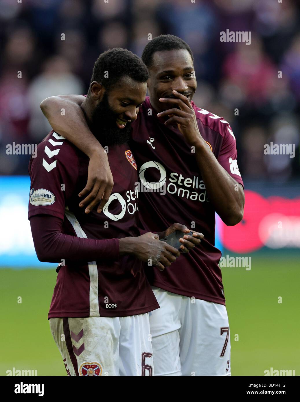 Heart of Midlothian's Beni Baningime (left) and Elton Kabangu celebrate ...