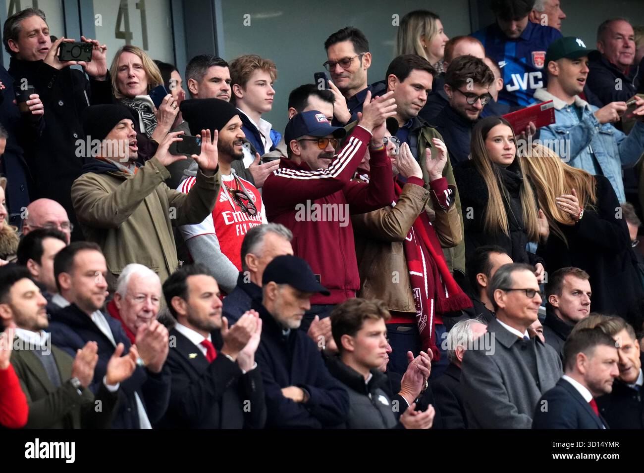 Jason Sudeikis (centre) in the stands ahead of the Premier League match ...