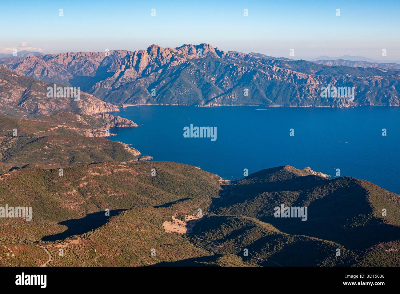 Aerial view of the Gulf of Porto. Gulf of Porto and Scandola nature ...