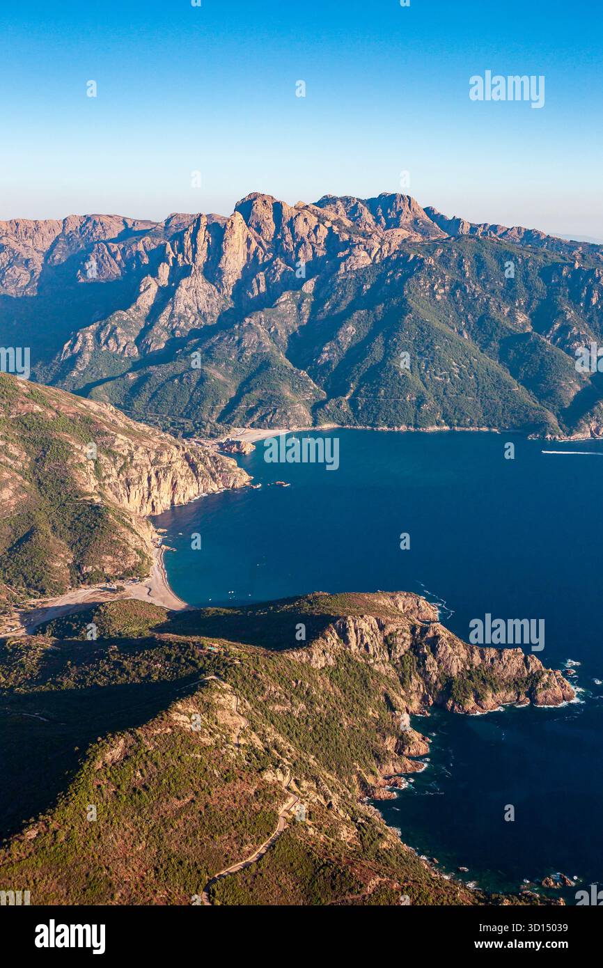 Aerial view of the Gulf of Porto. Gulf of Porto and Scandola nature ...