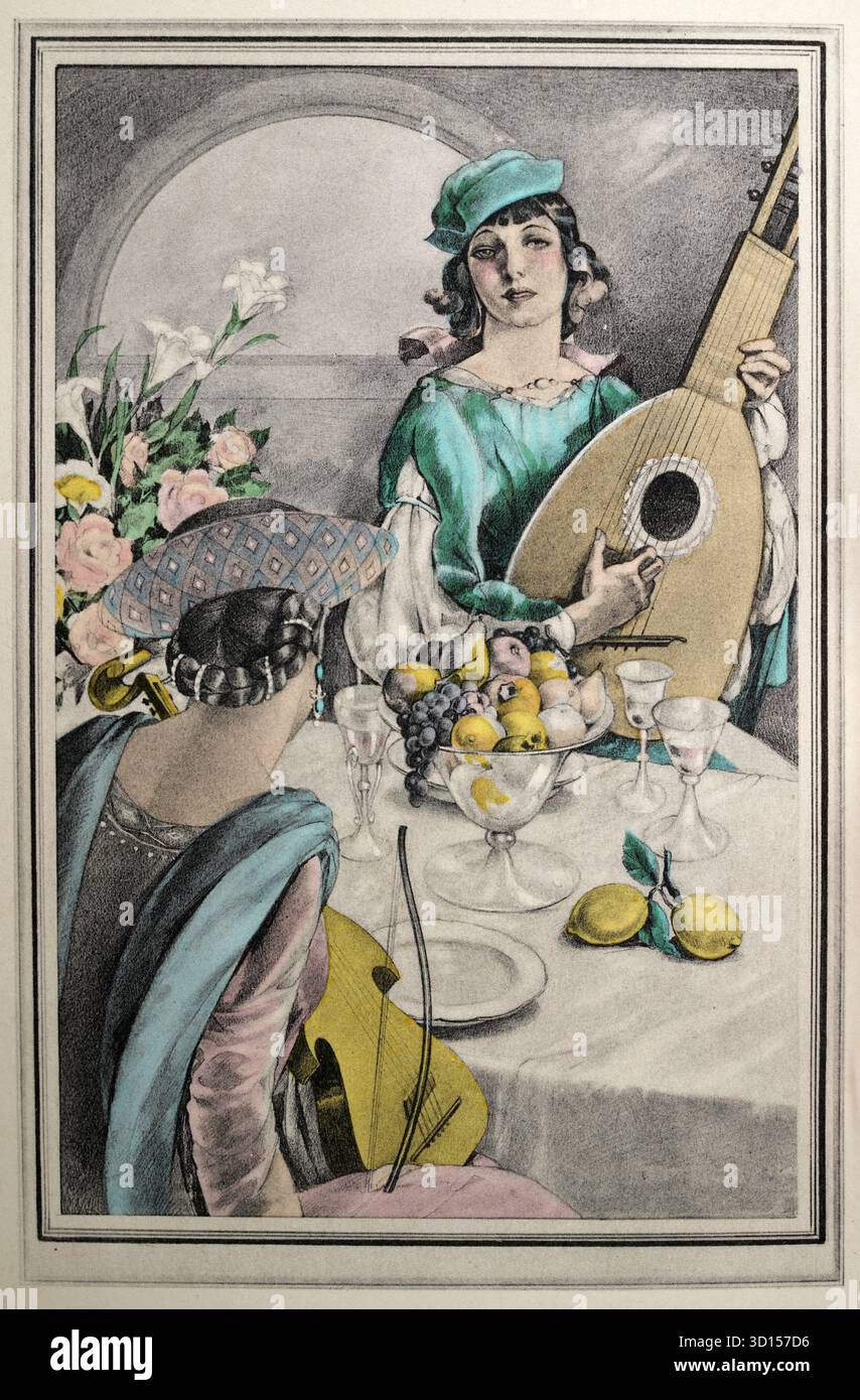 The Decameron, Medieval music, Young man playing lute woman playing ...
