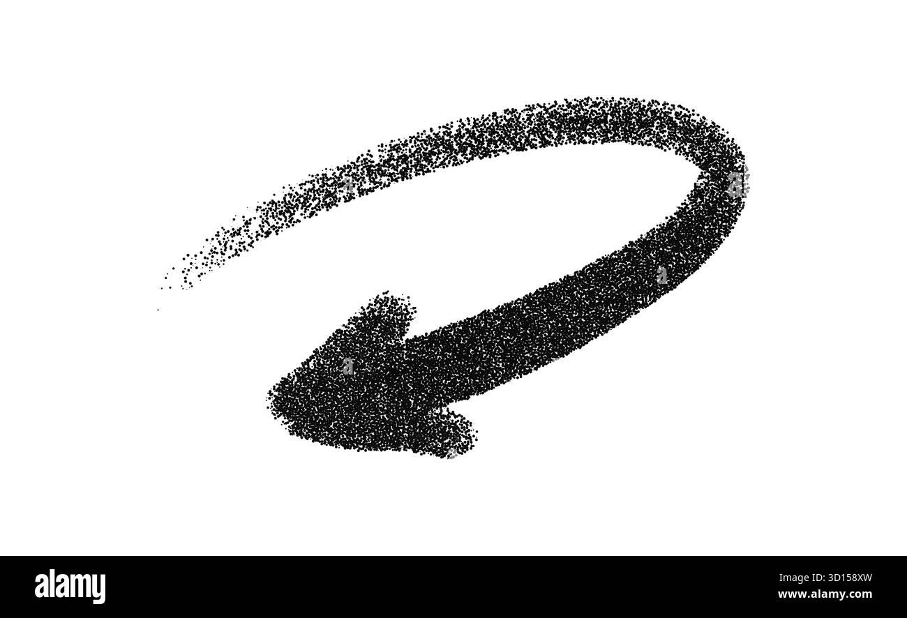 Curved spray paint arrow vector pointing right. Hand drawn grunge ...