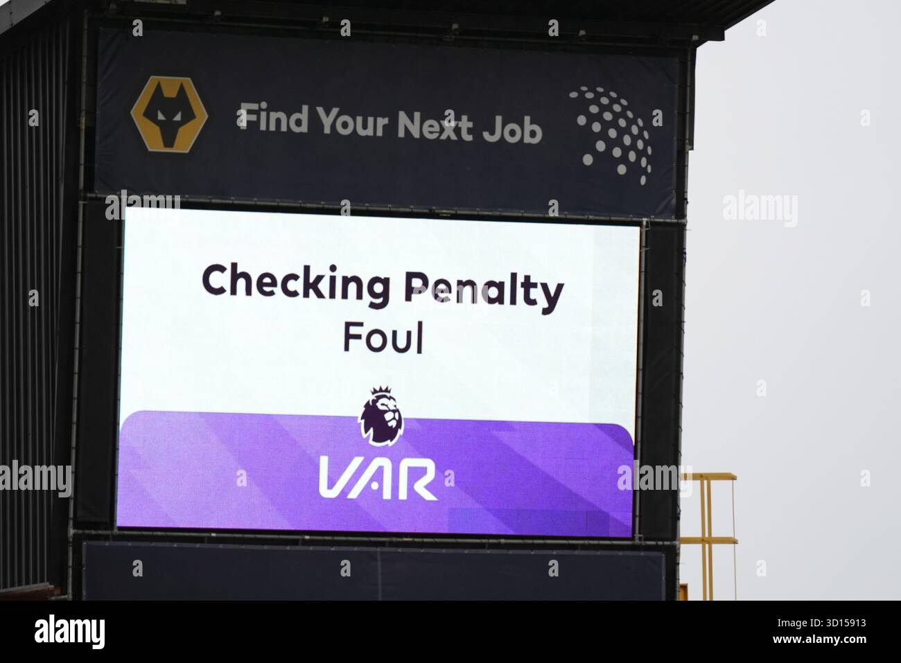 VAR checking for a penalty for Wolverhampton Wanderers during the ...