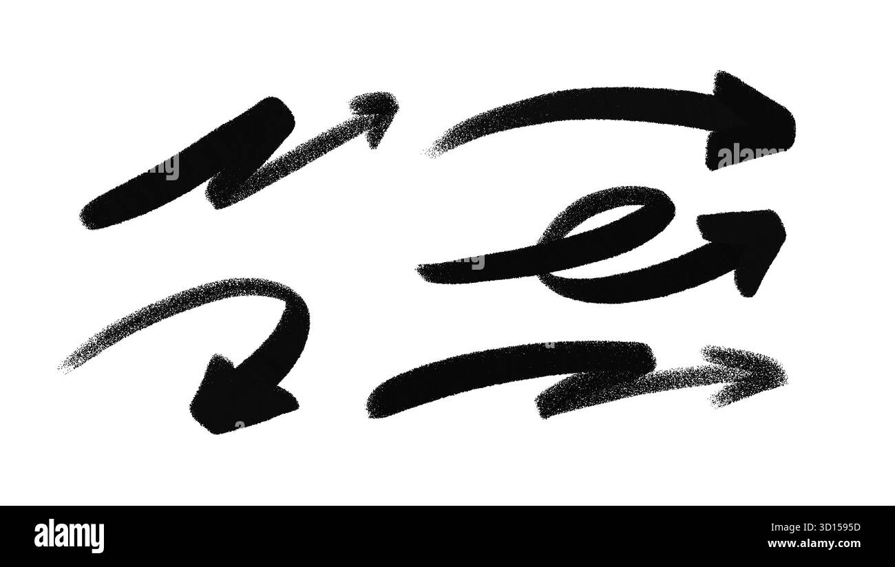 Spray paint arrows set in grunge graffiti style. Vector doodle ...