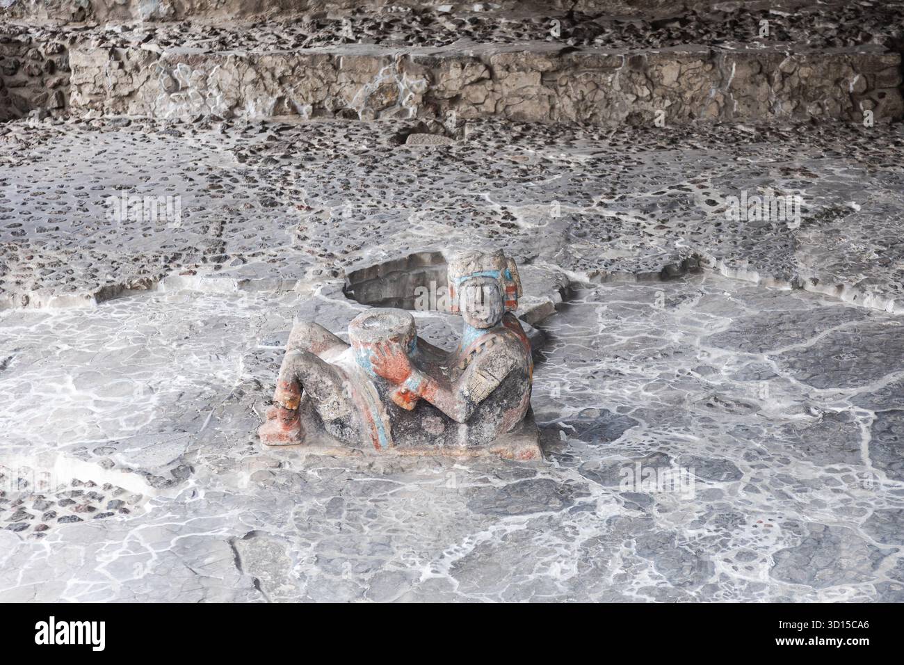 Chacmool statue at the Templo Mayor ruins in Mexico City, depicting a ...