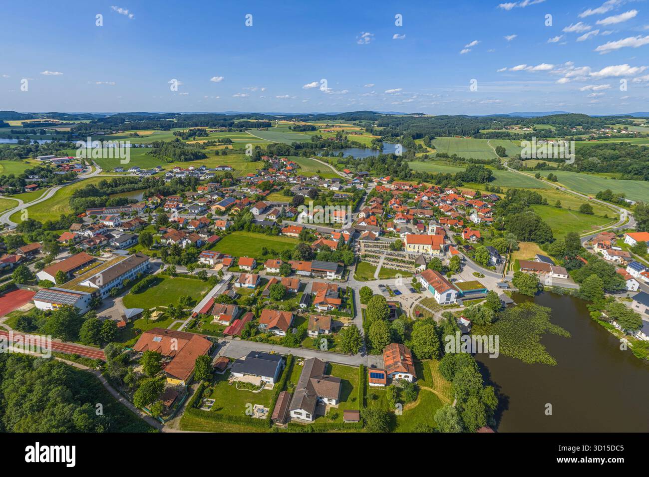 View of the Bavarian Forest Nature Park around the municipality of ...