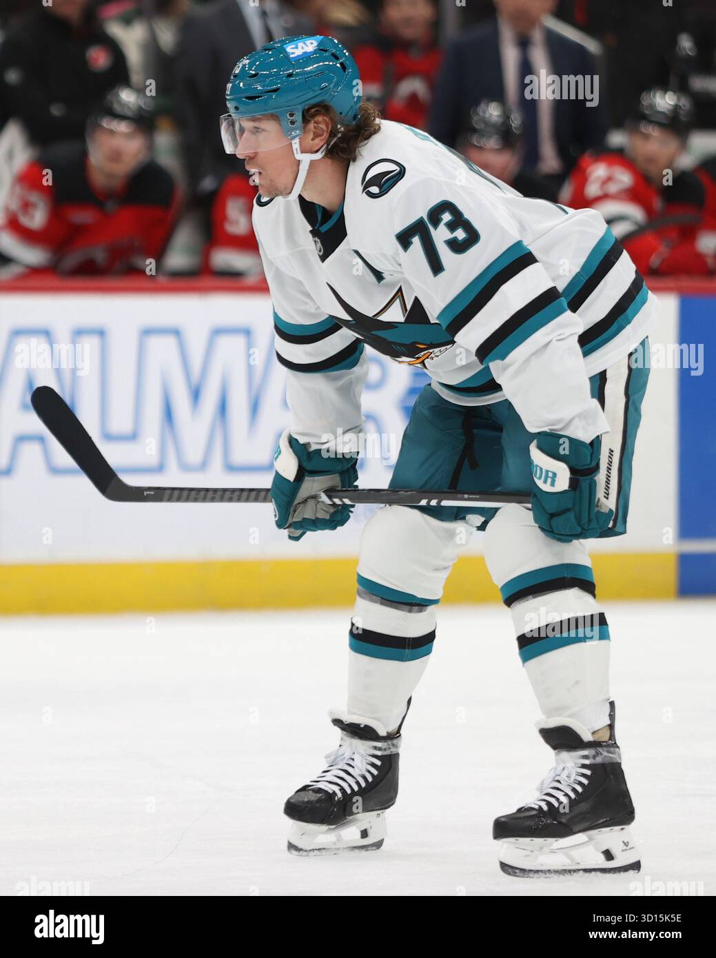 San Jose Sharks' Tyler Toffoli stands on the ice during the first ...
