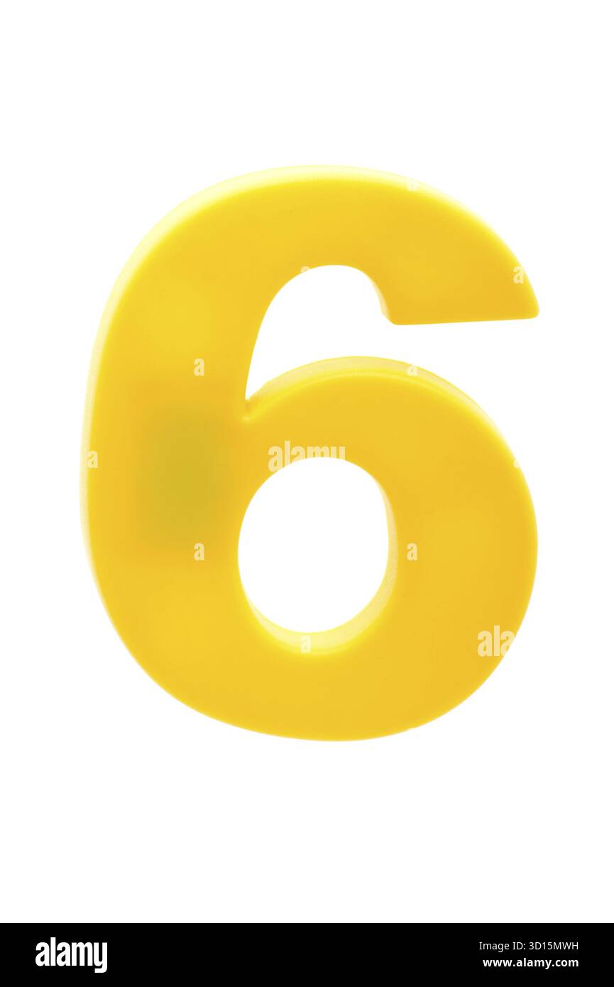 Object on blue - toy plastic number six Stock Photo - Alamy
