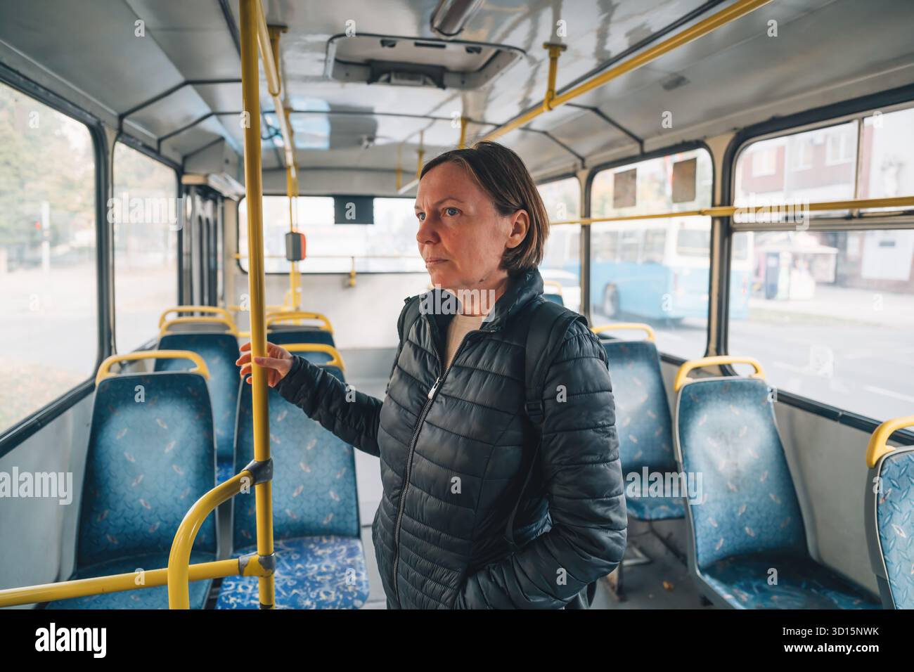 Woman exit bus hi-res stock photography and images - Alamy