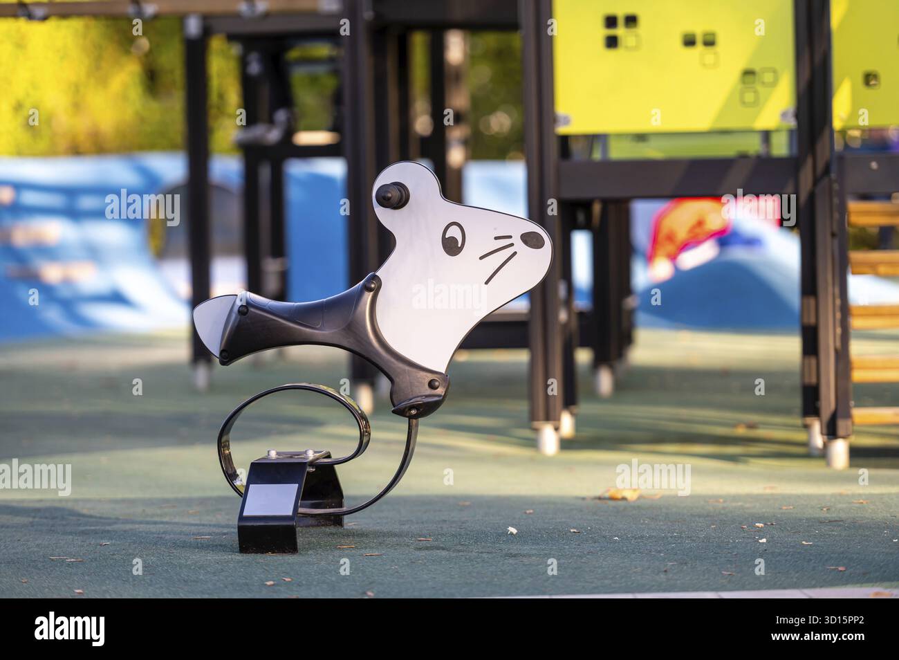 Swing mouse toy for kids on a childrens playground, swing for children ...