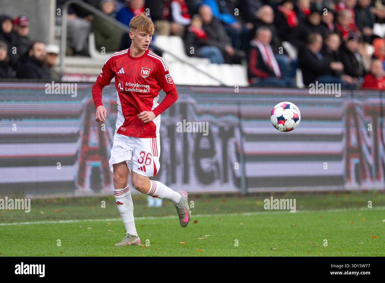 Max Jensen in the Super League match between Vejle Boldklub and ...