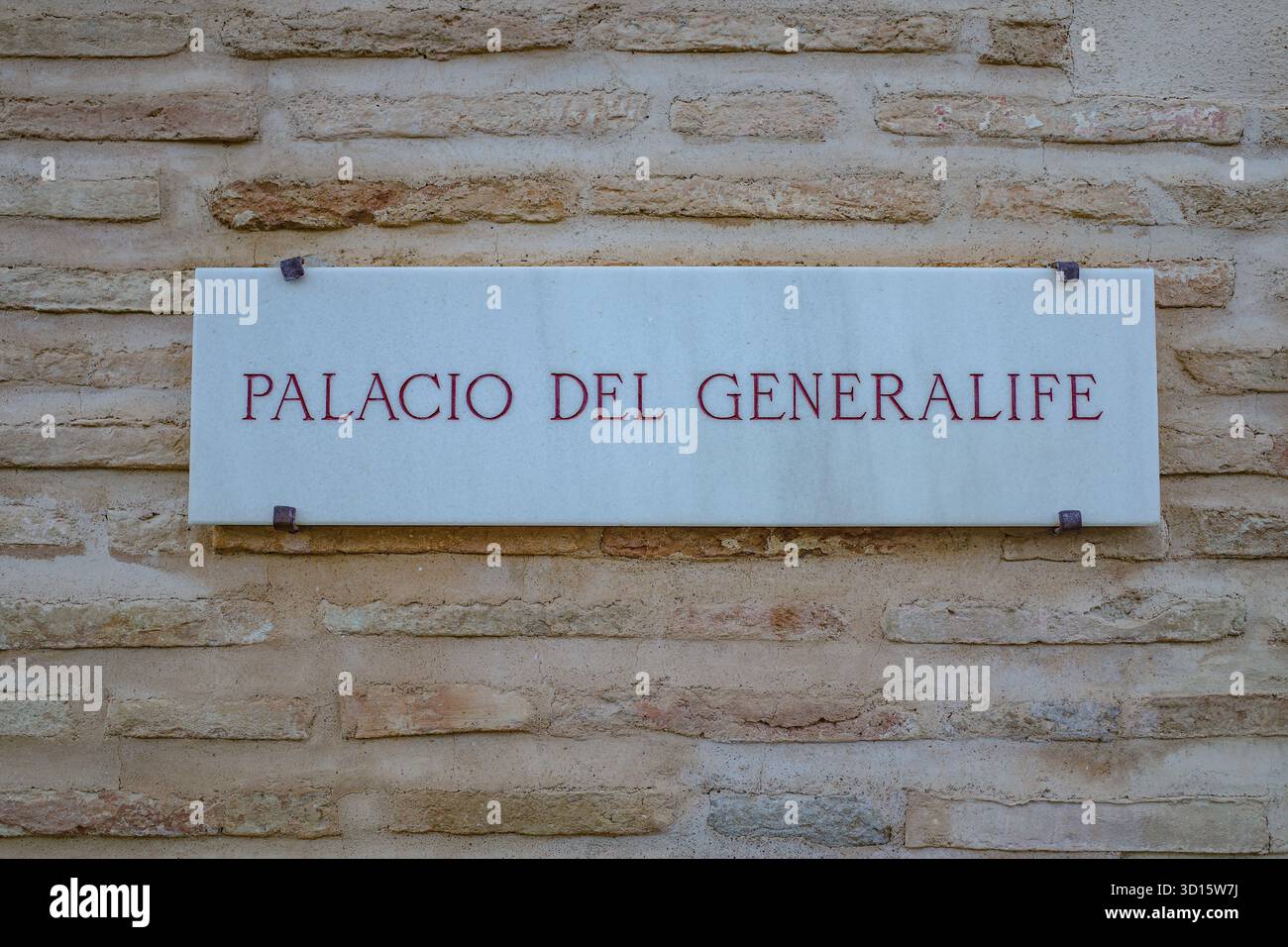 Granada, Spain - 21 Oct, 2025: Palacio del Generalife sign at the ...
