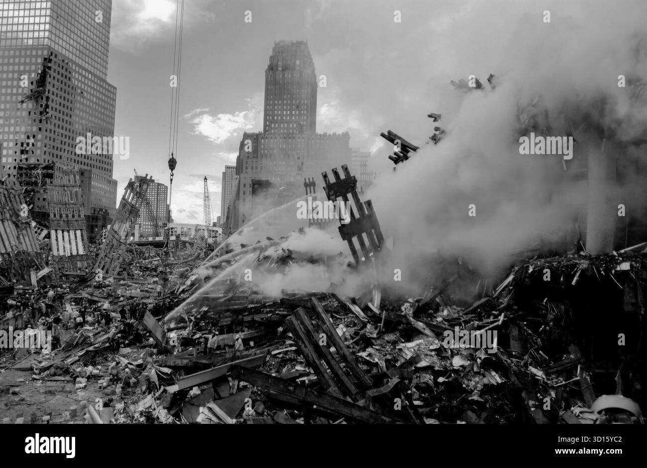 fires-still-burn-amidst-the-rubble-and-debris-of world trade center ...
