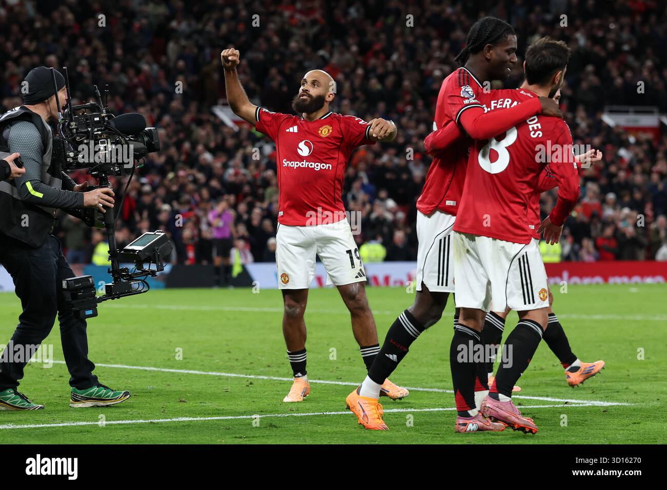 Bryan Mbuemo celebrates his goal 4-2 during the Manchester United v ...