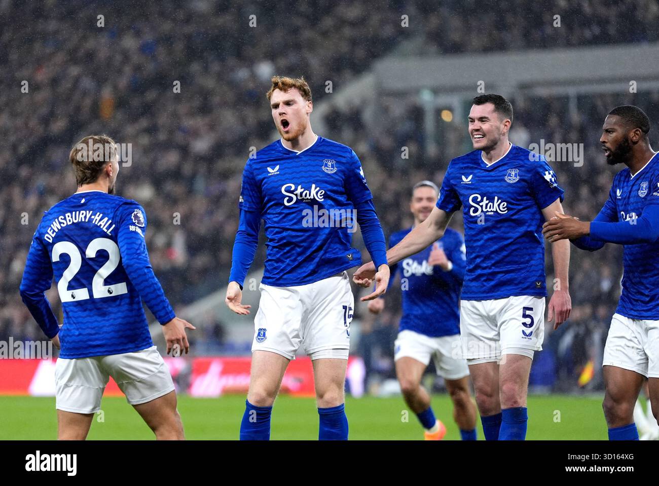 Everton's Jake O'Brien celebrates scoring their side's first goal of ...