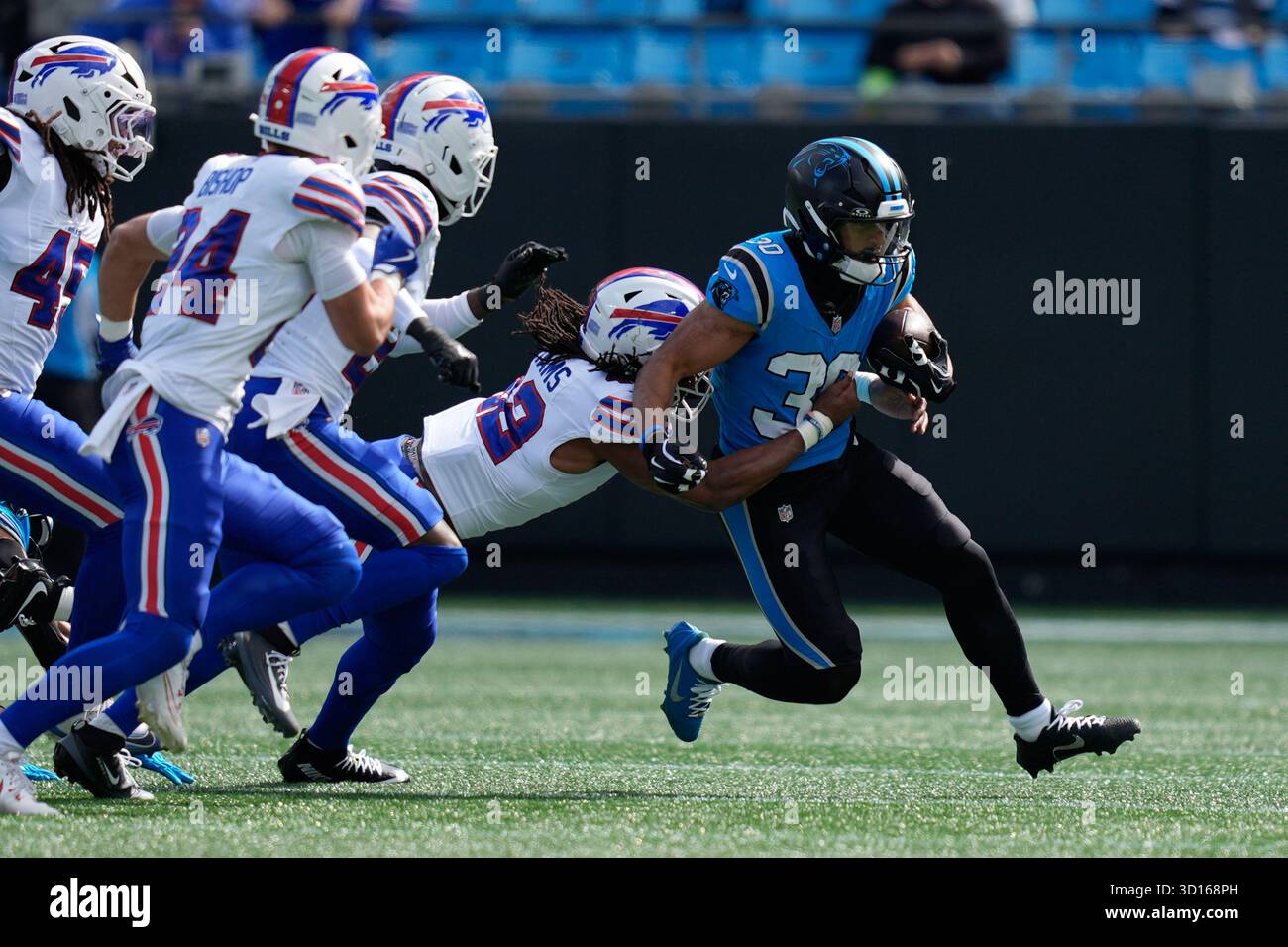 Buffalo Bills linebacker Dorian Williams (42) tackles Carolina Panthers ...