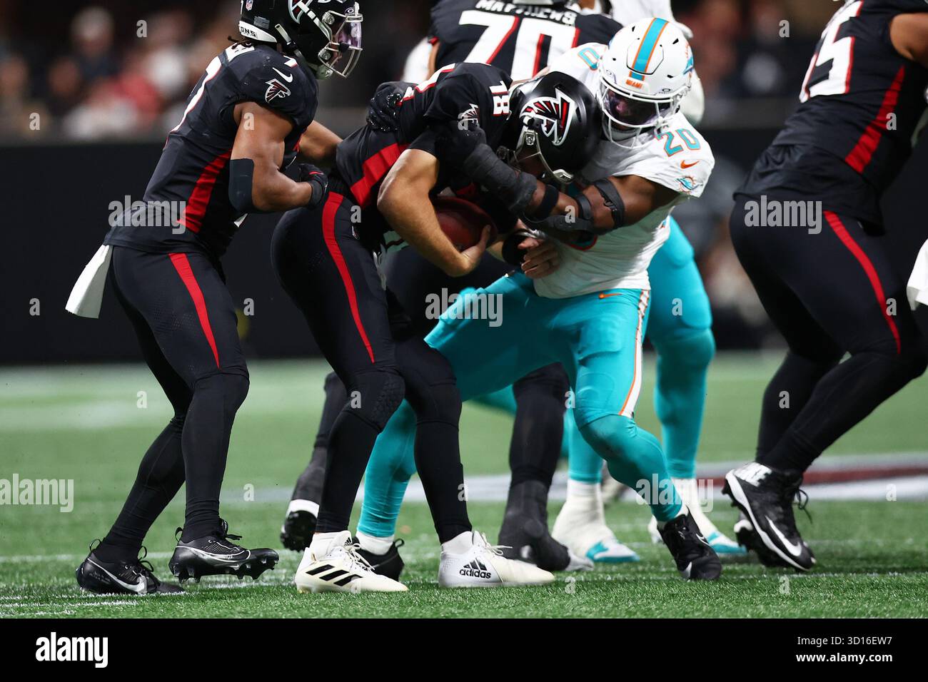 Miami Dolphins linebacker Jordyn Brooks (20) sacks Atlanta Falcons ...