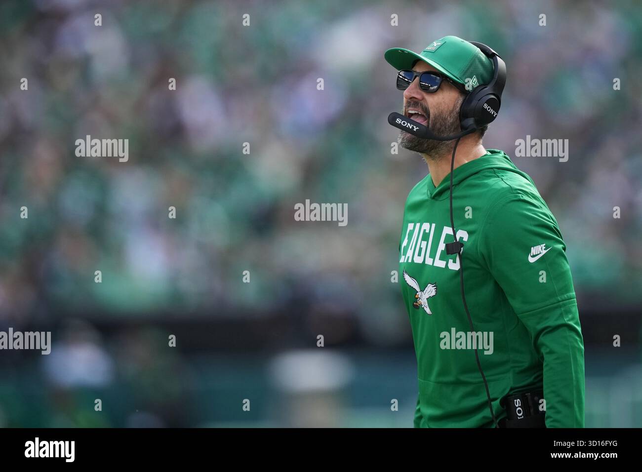 Philadelphia Eagles head coach Nick Sirianni shouts during the first ...