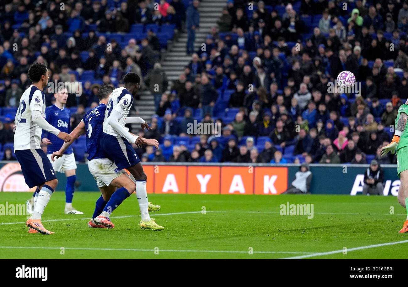 Tottenham Hotspur's Pape Matar Sarr scores their side's third goal of ...