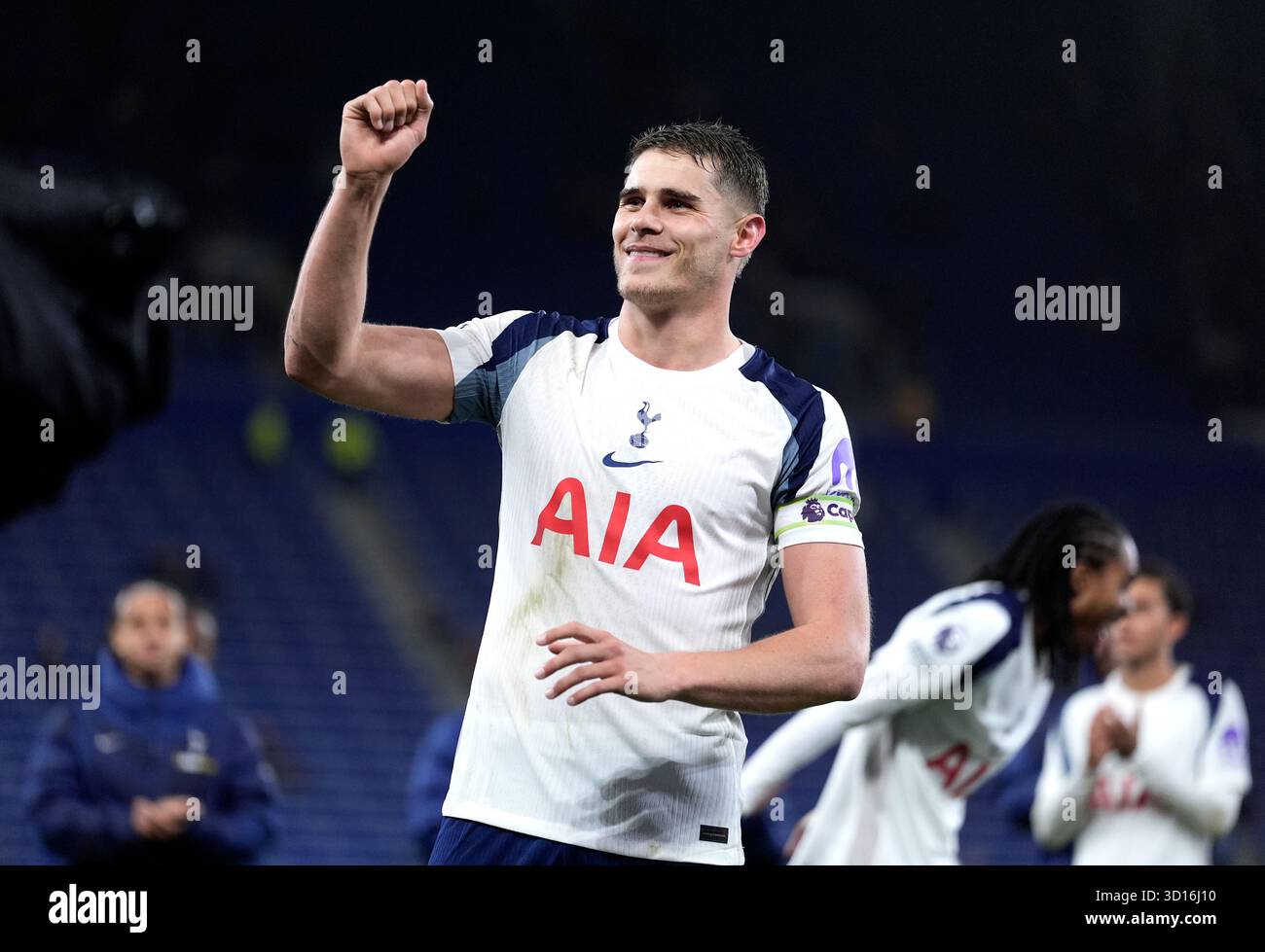 Tottenham Hotspur's Micky van de Ven salutes the fans following the ...