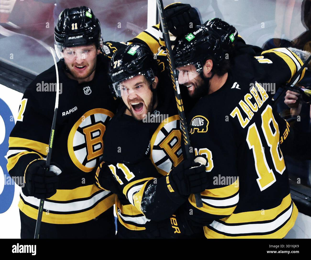 Boston Bruins forward Viktor Arvidsson (center) celebrates his first ...