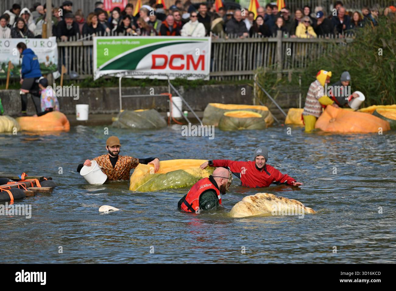 Various activities at the 'Pompoenregatta' boat race in scooped out ...