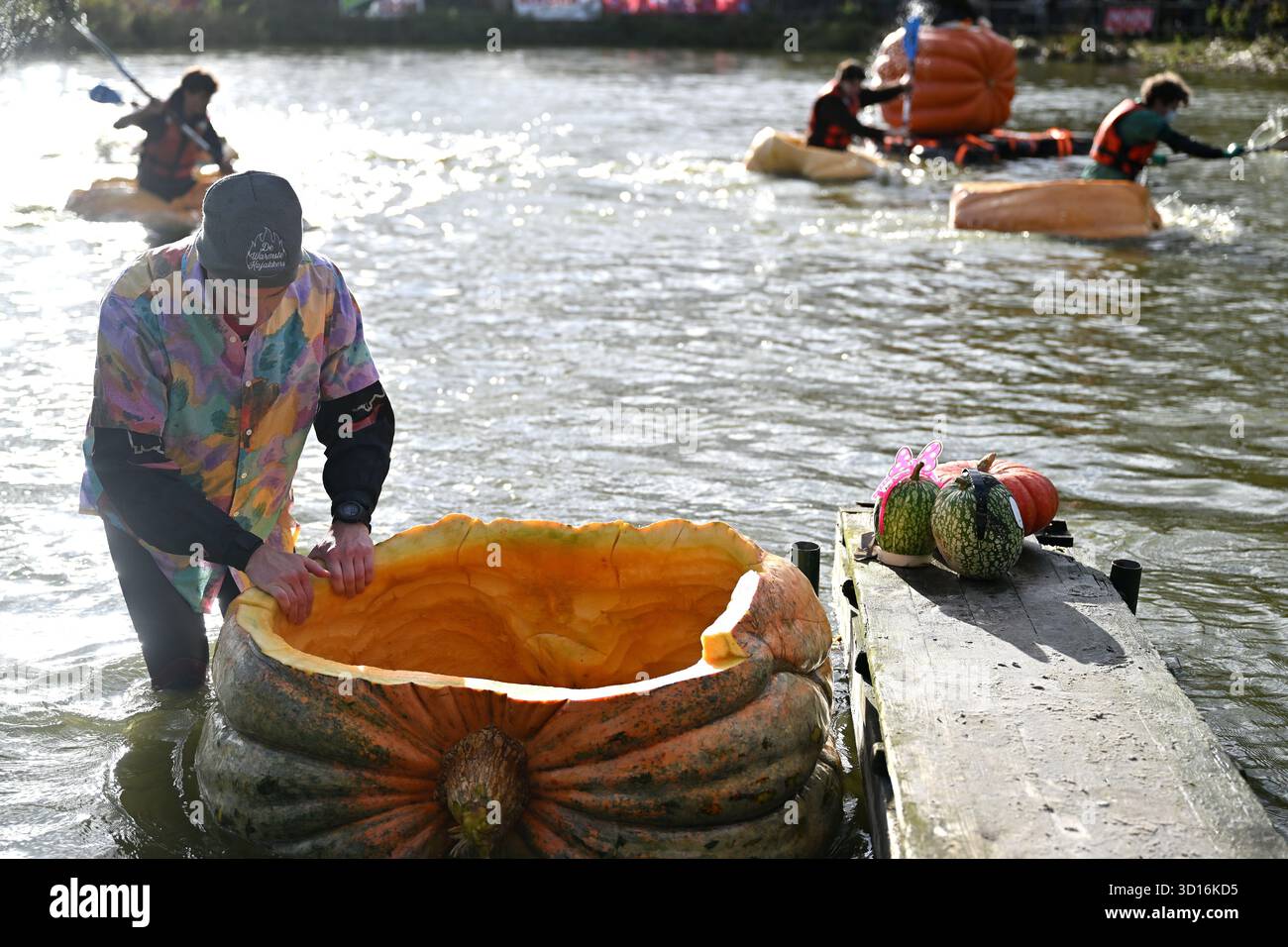 Various activities at the 'Pompoenregatta' boat race in scooped out ...