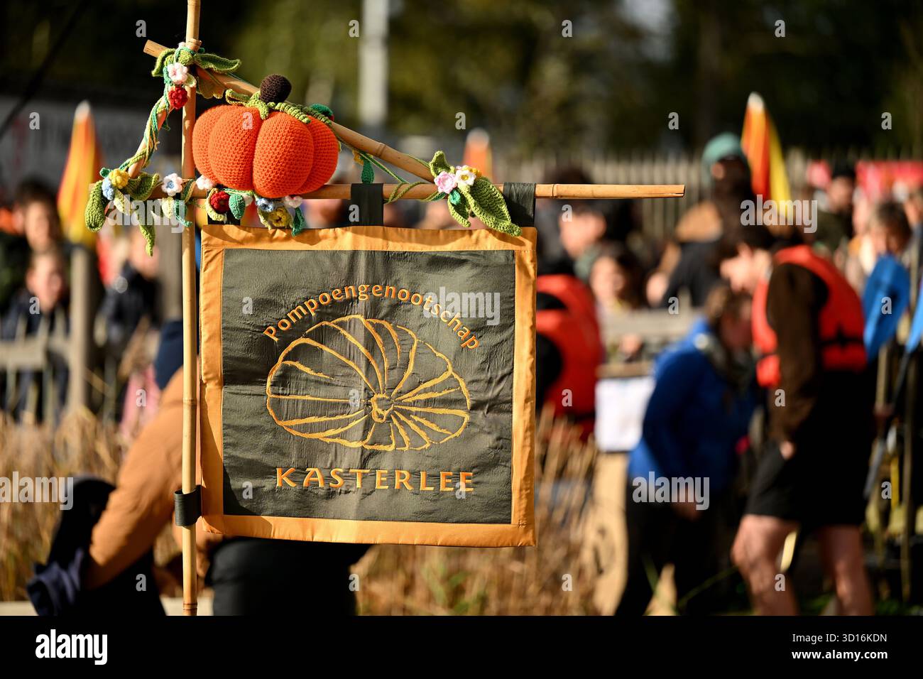 The 'Pompoenregatta' boat race in scooped out giant pumpkins, in ...
