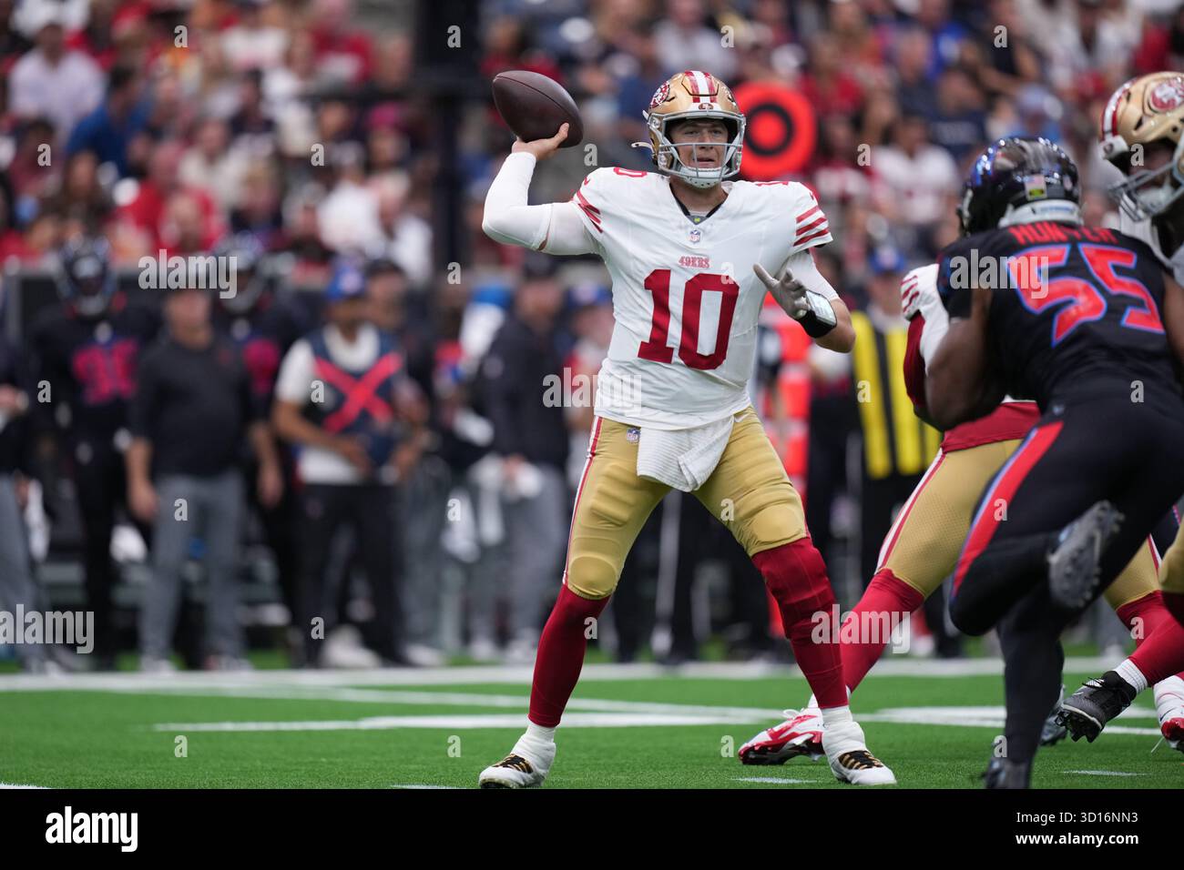 San Francisco 49ers quarterback Mac Jones (10) throws during the second ...