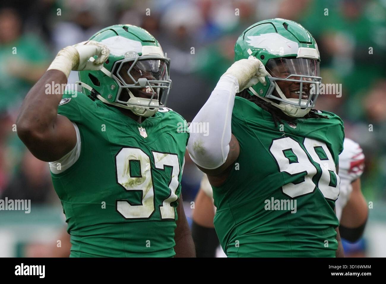 Philadelphia Eagles defensive tackle Moro Ojomo (97) and Eagles ...