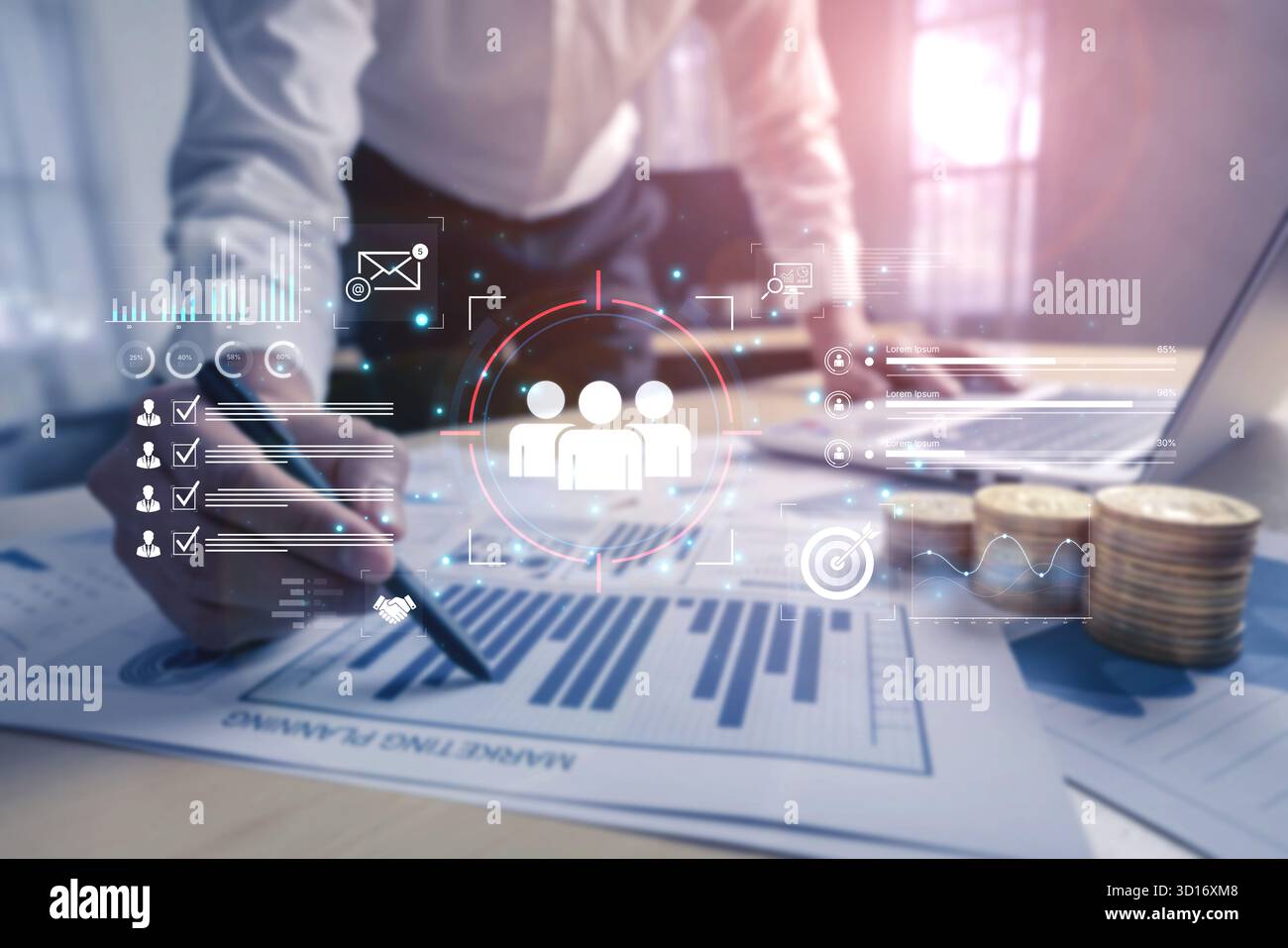 A dashboard for customer relationship management (CRM). The data ...