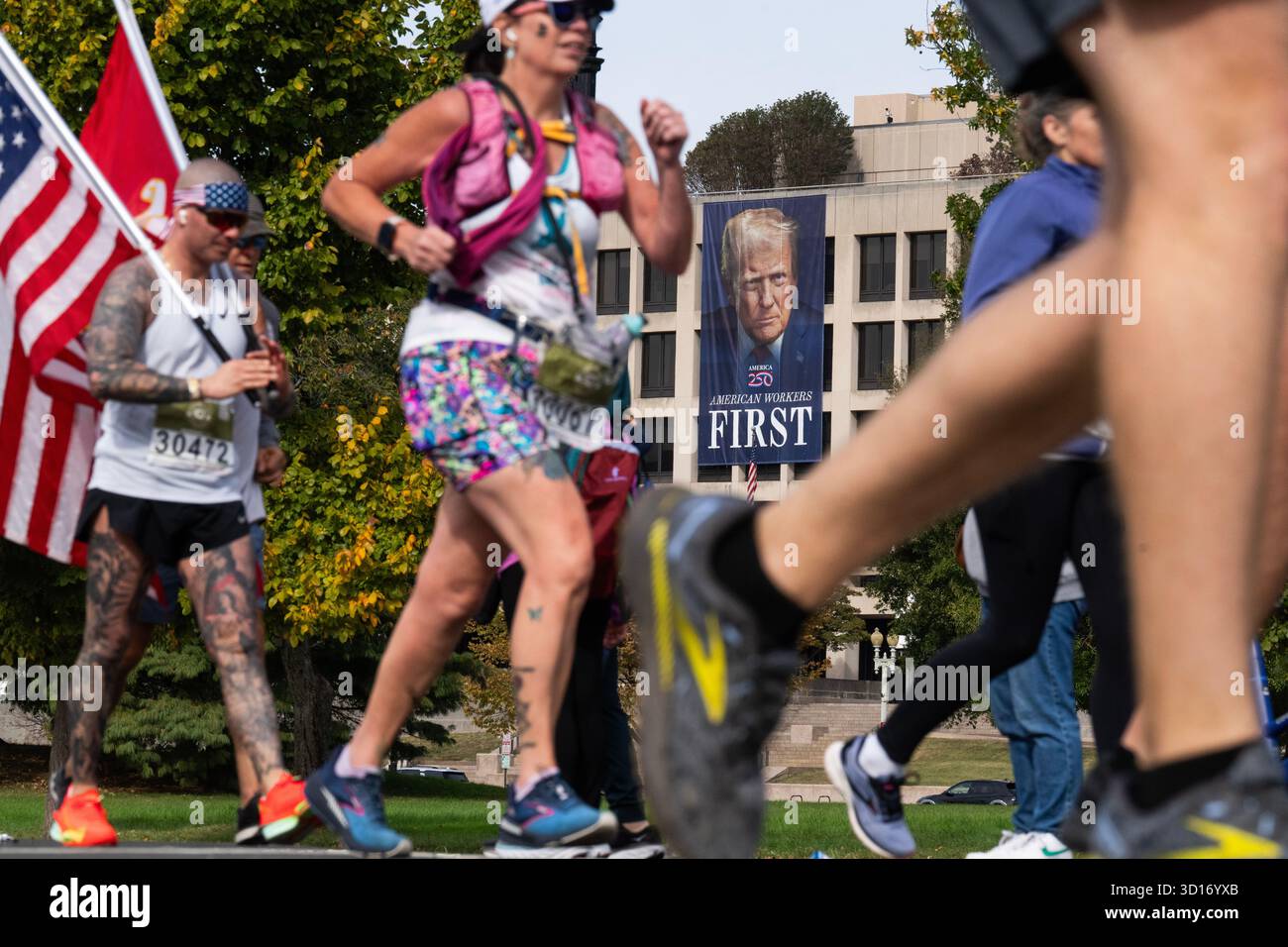 UNITED STATES - OCTOBER 26: A President Donald Trump banner is seen on ...