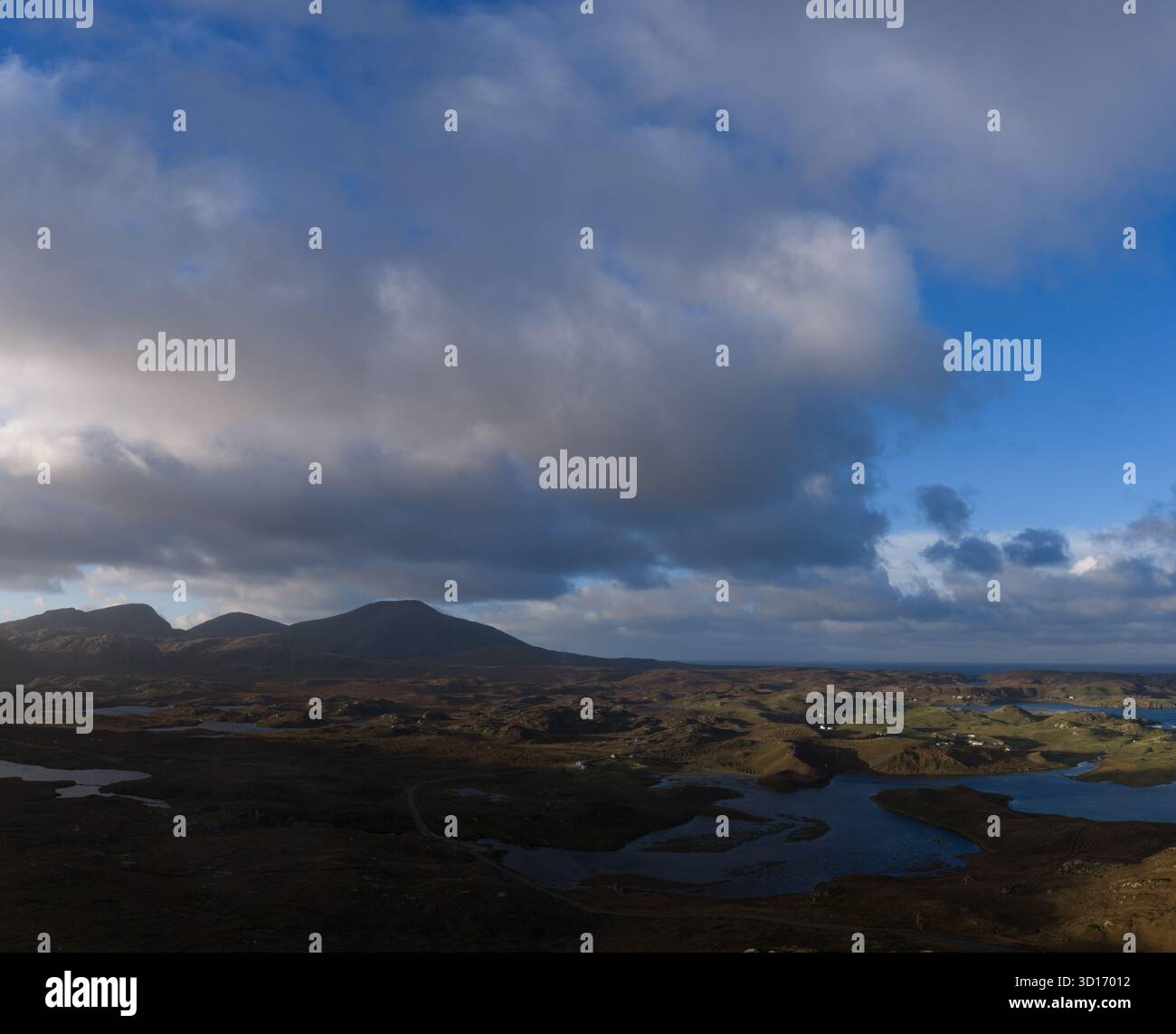 Aerial view facing south from Uig Sands on the Isle of Harris, Outer ...