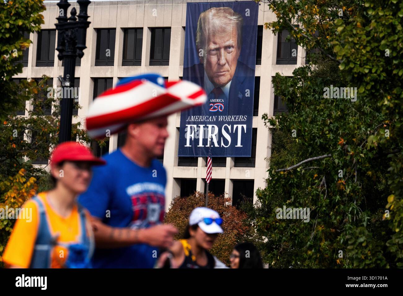 UNITED STATES - OCTOBER 26: A President Donald Trump banner is seen on ...
