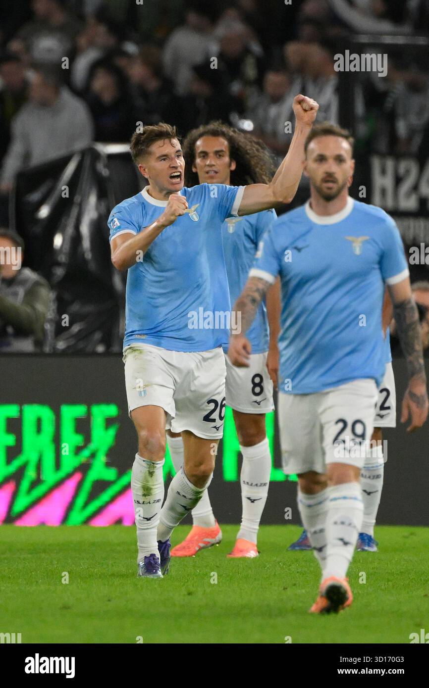 Lazio’s Toma Basic celebrates after scoring the goal 1-0 during the ...
