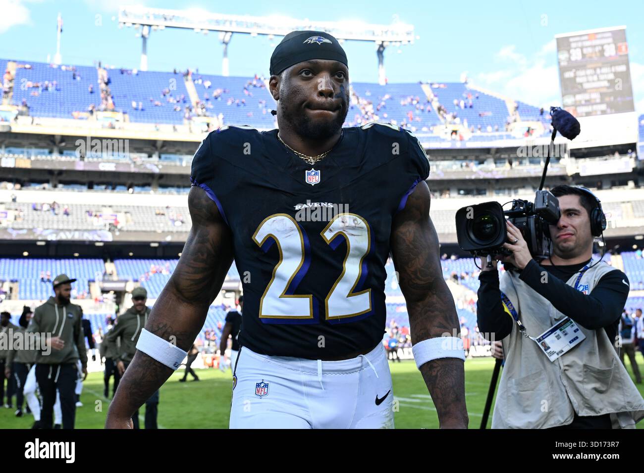 Baltimore Ravens running back Derrick Henry (22) walks off the field ...