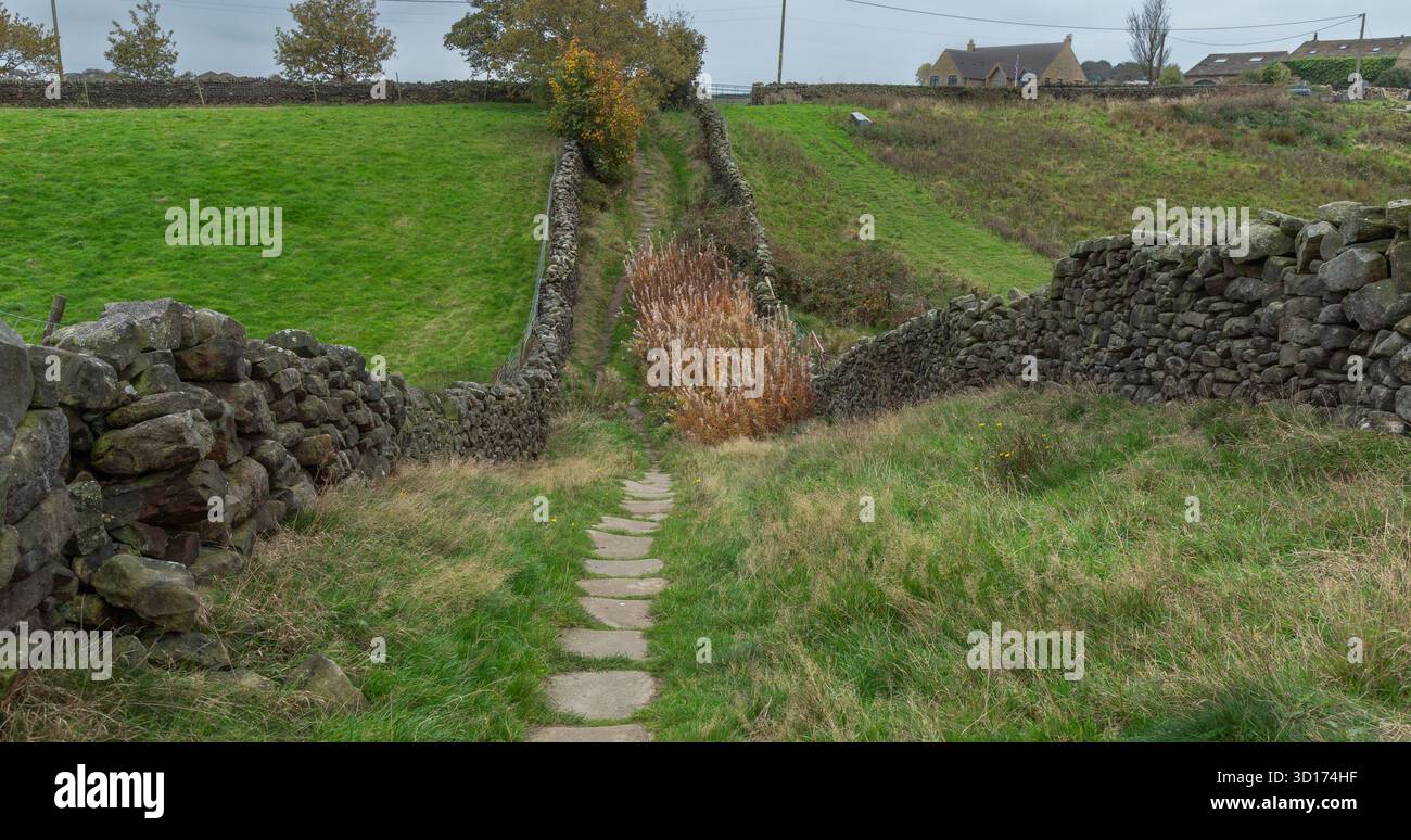 The walled track between Eldwick and High Eldwick in W. Yorkshire. This ...
